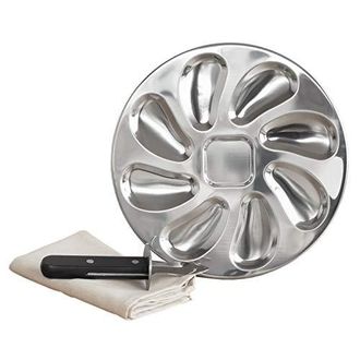 Sagaform Austernset Edelstahl Messer Leinen/Baumwoll Tuch