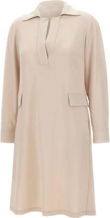 Elena Miro Femme, Robes, Beige, Taille: 46 FR Cr&ecirc;pe Polo-Collar Dress