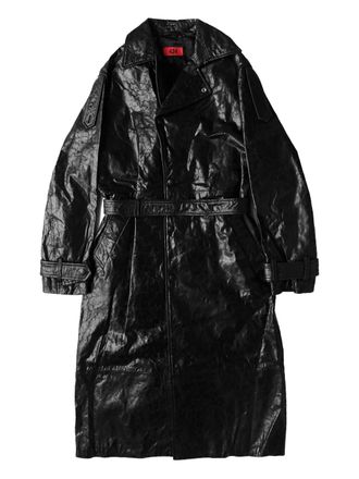 424 trench en cuir &agrave; taille ceintur&eacute;e - Black
