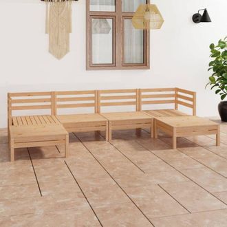 vidaXL Vidaxl - Salon de jardin 6 pcs en bois de pin massif - Design modulaire - R&eacute;sistant aux intemp&eacute;ries - Dimensions canap&eacute; 63,5 x 63,5 x 62,5 cm
