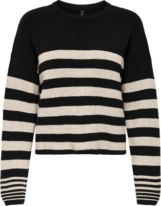 Only Onlkatia Ls Rib Stripe O-Neck Cc KNT