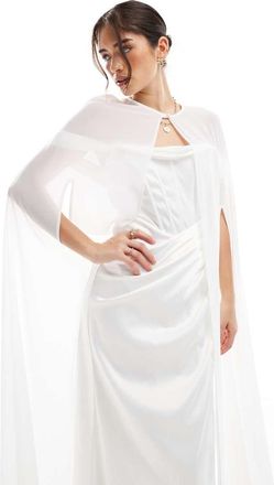 Tfnc Cape longue de mari&eacute;e en mousseline - Blanc