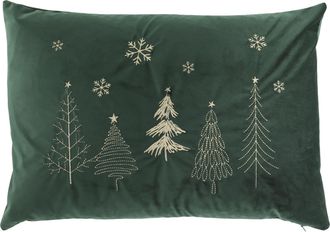 Chic Antique Kissenbezug AIX Gr&uuml;n WEIHNACHTSB&Auml;UME 35x50 cm