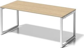 Bisley Cito Schreibtisch, 740 mm höhenfixes O-Gestell, Metall, Mp396 Dekor Ahorn, Gestell Verkehrsweiß, 80 x 180 x 85 cm
