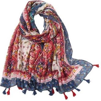 Generic Écharpe imprimée bohème, grande écharpe Boho pour femme, écharpe de cou légère et colorée imprimée, écharpe vintage à la mode automne hiver pour maria