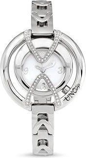 Uno De 50 Montre plaquée Argent avec Bracelet métallique et sphère Double Ronde avec Topazees