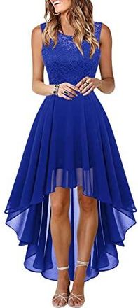 Onsoyours Robes dinvités de Mariage pour Femmes Robes de Demoiselle dhonneur en Mousseline de Soie Florales Robes de soirée balançoire Robes asymétriques B Bleu