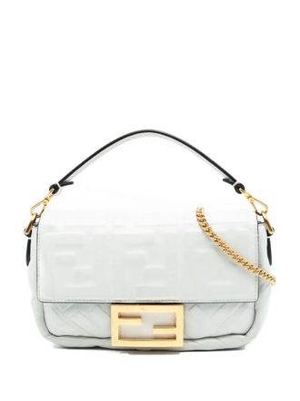 Fendi 2010-2025 Mini Zucca Embossed Leather Baguette satchel - Blanc