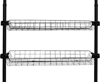 WENKO Zubehörteil Mod. Herkules 2er Set Aufbewahrungskörbe zur Teleskopsystem Erweiterung begehbarer Kleiderschrank Garderobe schwarz ohne Bohren aus robust