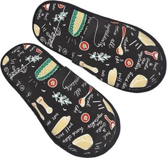 Generic Chaussons Femme Homme Quiche Aux Légumes Imprimer Maison Chaussures Confort Doublées En Peluche Pantoufles À La Maison, Pour Intérieur Extérieur, Fête