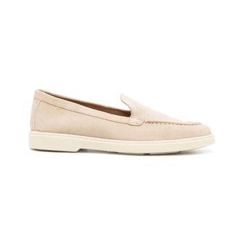 Santoni Beige Wildleder Loafers mit Runder Spitze - - Shoes - Damen - Beige - 37 1/2 EU