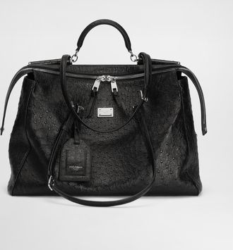 Dolce & Gabbana Handtasche Vittoria Aus Strau&szlig;enleder - Mann Shopper Schwarz Onesize