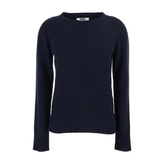 Mauro Grifoni Femme, Pulls, Bleu, Taille: 36 FR Pull ras du cou avec finitions côtelées