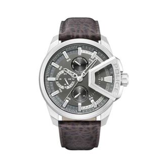 Police Homme, Accessoires, Brun, Taille: ONE Size Montre en cuir marron à quartz pour homme