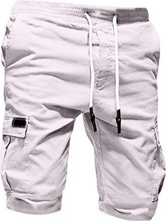 Generic Color Pure Loose Sweatpants Pantalon Homme Short de Sport Casual Homme Shorts de Sport Hommes, blanc, L