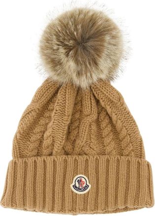 Moncler Kaschmir Pom Pom Beige M&uuml;tze - - Accessories - Damen - Beige - ONE SIZE