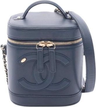 Chanel Sac &agrave; main doccasion Coco Mark en cuir dagneau - Femme - Pre-owned - Bleu - Taille: ONE Size