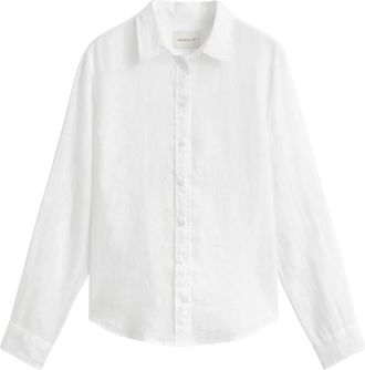 GANT Femme, Blouses et Chemises, Blanc, Taille: 44 FR Camicia di lino regular fit