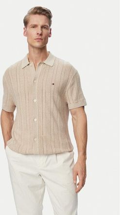 Tommy Hilfiger Hemd Pointelle MW0MW43249 Beige Regular Fit