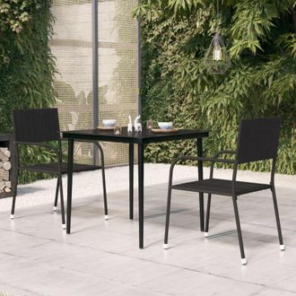 vidaXL Garten-Esstisch Schwarz 80x80x74 cm Stahl und Glas - Vidaxl