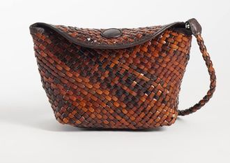 Asos Petit sac bandouli&egrave;re bicolore &agrave; rabat effet tress&eacute;-Marron