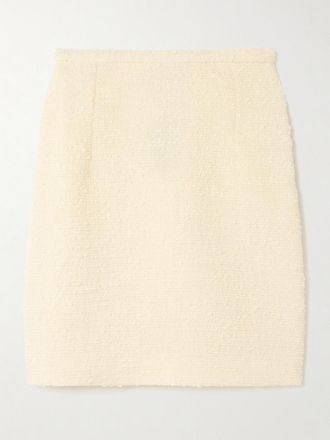 Liberowe Mini-jupe En Tweed De Laine Mélangée Tavi - Crème