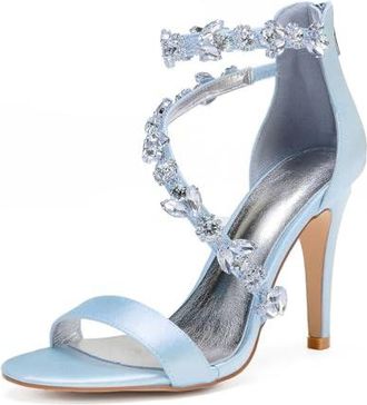 Generic Chaussures Mari&eacute;e Femmes Aiguille Haut High Ouvert Bout Stylet Sandales Mariage Dress Heels Chaussures 10.5 CM,Sky Blue,38 EU