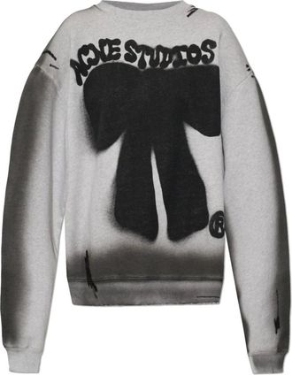 Acne Studios Femme, Sweatshirts et sweats &agrave; capuche, Gris, Taille: 38/40 FR Sprayed Logo SweaT-shirt