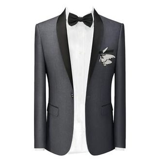 Generic Veste de smoking pour homme, coupe ajust&eacute;e, un bouton, ch&acirc;le, revers &agrave; revers pour affaires, blazer formel pour d&icirc;ner, bal de fin dann&eacute;e, f&ecirc;te, gris, 