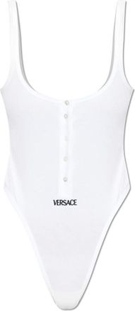 Versace Femme, Tops, Blanc, Taille: 42 FR Body caraco &agrave; col roul&eacute; sans manches