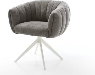 DELIFE Drehstuhl Jada-Flex Boucl&eacute; Soft Schlamm Kreuzgestell breit Wei&szlig; 360&deg; drehbar Wippfunktion Taschenfederkern, Esszimmerst&uuml;hle