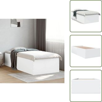 vidaXL Bettgestell Wei&szlig; 90x200 cm Holzwerkstoff - Bettes Gestell - Holzbettrahmen - Wei&szlig;es Bett - Single Bett - Schlafraum Dekoration