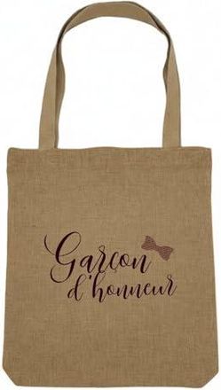 Fabulous Sac Shopping Tote Bag Aspect Lin - Gar&ccedil;on dHonneur Mariage Noces Mari&eacute; Calligraphie - Sac de Courses Toile Epaisse 360g Beige Naturel Cabas Port&eacute; Epau