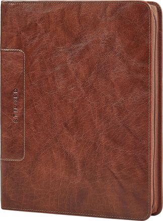 STILORD Don Dokumentenmappe A4 Leder Braun Konferenzmappe mit Ringbuch Vintage Echtleder Mappe Tablet Tasche 11 Zoll Ledermappe Groß Aktenmappe Breit für Arbe