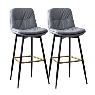 Generic Barhocker, 2er-Set Bequeme, gepolsterte K&uuml;chenhocker aus PU-Leder mit Metallgestell, Farbe: Camel, H&ouml;he: 65/75 cm