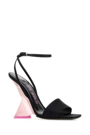 The Attico Womens Black Satin Cheope Sandals Blackpink Sandali