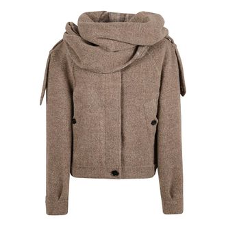 Burberry Femme, Vestes, Brun, Taille: 36 FR Veste en m&eacute;lange de laine avec &eacute;charpe