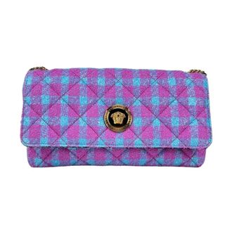 Versace Gesteppte Karomuster Tweed Umh&auml;ngetasche mit Medusa-Kopf - - Bags - Damen - Mehrfarbig - ONE SIZE
