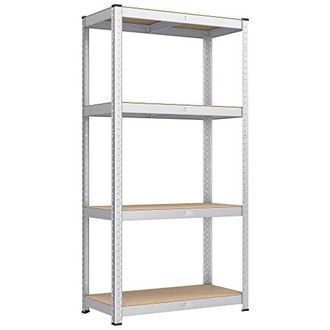 Songmics Étagère de Rangement à 4 Niveaux, 40 x 80 x 160 cm, Capacité 520 kg, Planches Réglables, Style Industriel, pour Cuisine, Salon, Argent GLR044E01