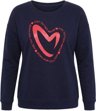 Miamoda Sweatshirt Sweatshirt Boxy Fit Herz Langarm