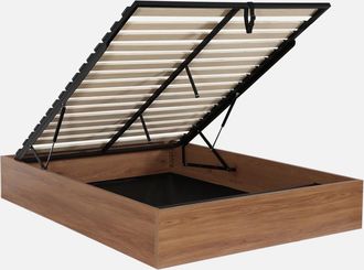 Sweeek Letto Contenitore Con Rete A Doghe Decorazione Legno, 140x190cm