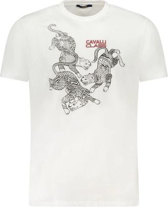 Cavalli Cotton T-Shirt - - Tops - Herren - Wei&szlig; - L