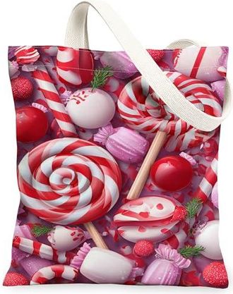 Generic Sacs fourre-tout en toile &agrave; motif bonbons mignons, design amusant, l&eacute;gers, lavables et r&eacute;utilisables pour les festivals d&eacute;t&eacute;, &agrave; lext&eacute;rieur, p&ecirc;che, 13x