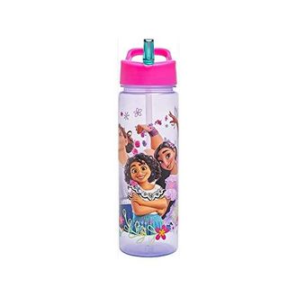 Disney Bouteille deau Encanto avec paille rabattable de 600 ml - Produit officiel par Polar Gear - R&eacute;utilisable sans d&eacute;versement - Sans BPA - Plastique recyc