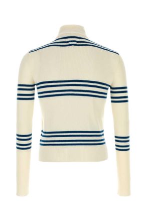 Prada Mens Striped Wool Sweater Beige