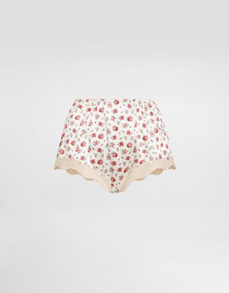 Dolce & Gabbana Small Rose-print Lace And Satin Briefs - Frau Unterw&auml;sche Mehrfarbig 5