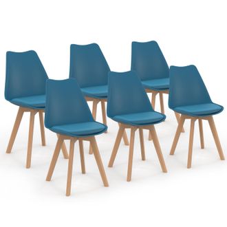 IDMarket Set Di 6 Sedie Sara Blu Anatra Per Sala Da Pranzo