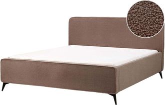 Beliani Bett mit Lattenrost Boucl&eacute; VALOGNES 180 x 200 cm Braun