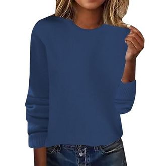 Generic Pull à col rond pour femme - Chemises de Noël pour femme - Pull à col rond - Grande taille - Pull à manches longues - Pull de Noël pour femme, bleu, S