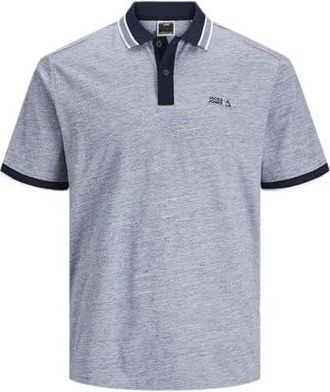 Jack & Jones Jcomelange Polo en Jersey pour Homme, Bleu Marine/détail : Blanc mélangé, M